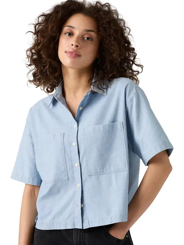 LEVI'S Harlie Short Sleeve Cropped Shirt - Blue