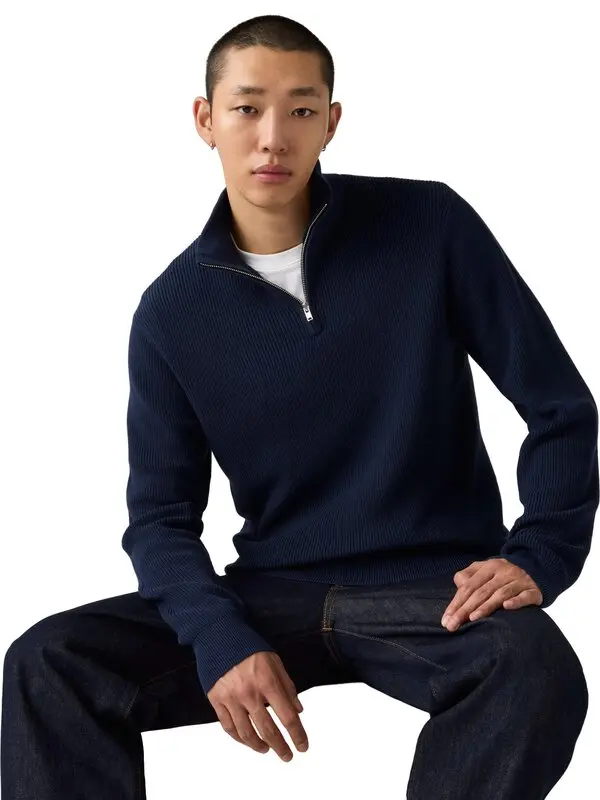 LEVI'S Housemark Quarter Zip Sweater - Blue