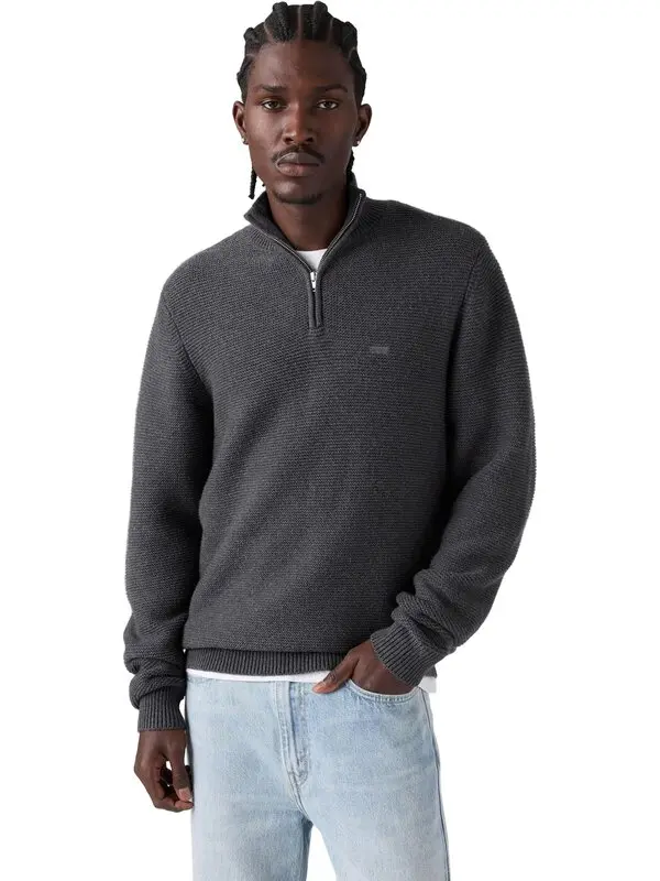 LEVI'S Housemark Quarter Zip Sweater - Black
