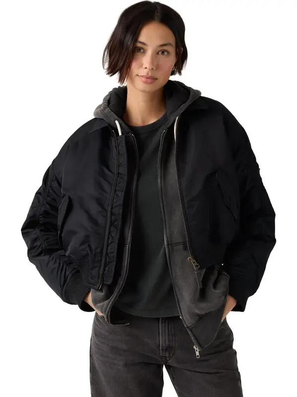 LEVI'S Bowie Cropped Bomber Jacket - Black