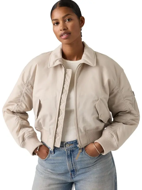 LEVI'S Bowie Cropped Bomber Jacket - Grey