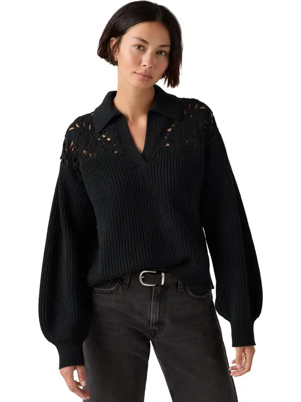 LEVI'S Bianca Crochet Polo Sweater - Black