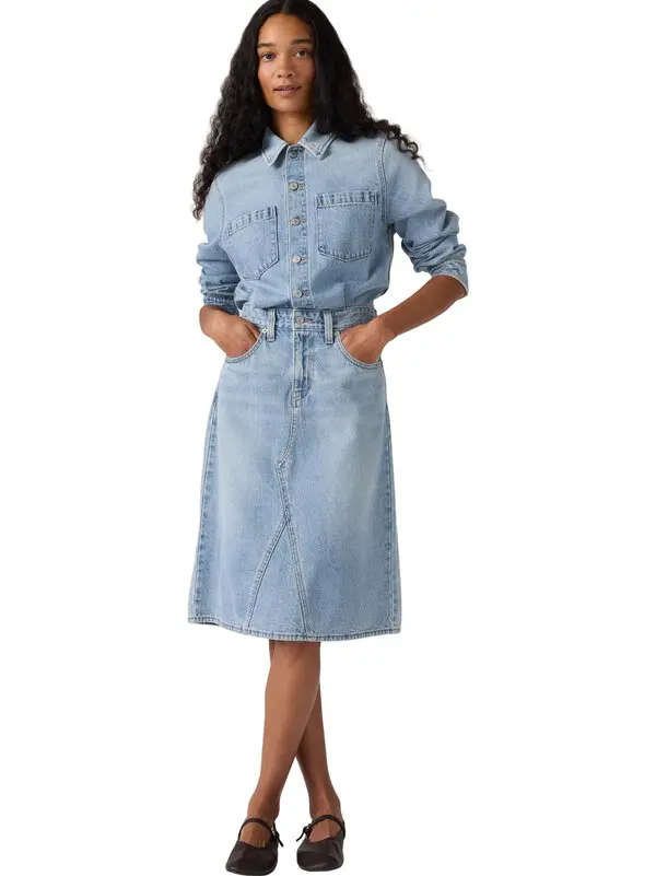 LEVI'S Long Sleeve A Line Western Dress - Blue