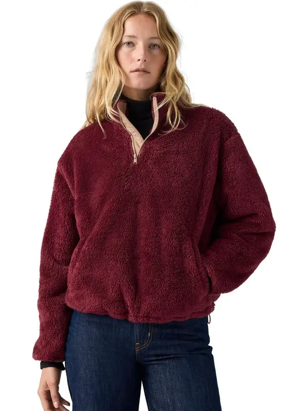 LEVI'S Gemma Sherpa 1/4 Zip Sweatshirt - Red