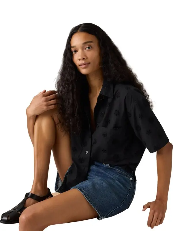 LEVI'S Novelty Harlie Short Sleeve Cropped Shirt - Black