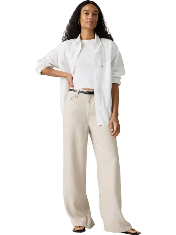 LEVI'S Cinch Wide Leg Linen Trousers - Grey