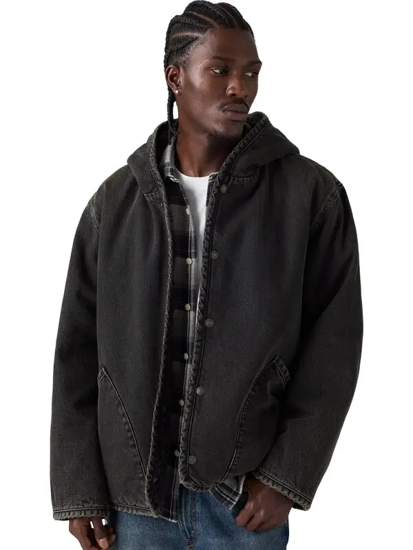 LEVI'S Deck Hoodie Sherpa Jacket - Black