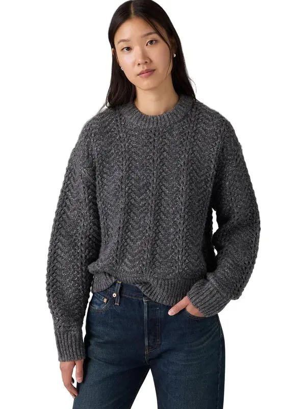LEVI'S Charlotte Pointelle Crewneck Sweater - Grey