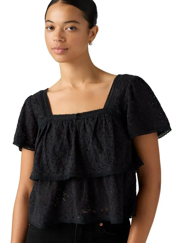 LEVI'S Dom Short Sleeve Lace Blouse - Black