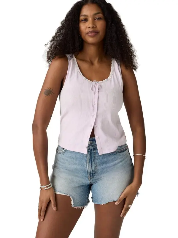 LEVI'S Dry Goods Pointelle Lace Tank Top - Blue