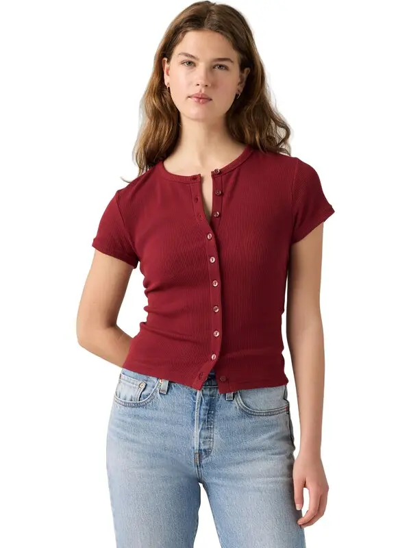 LEVI'S Rory Button Through Tee - Red