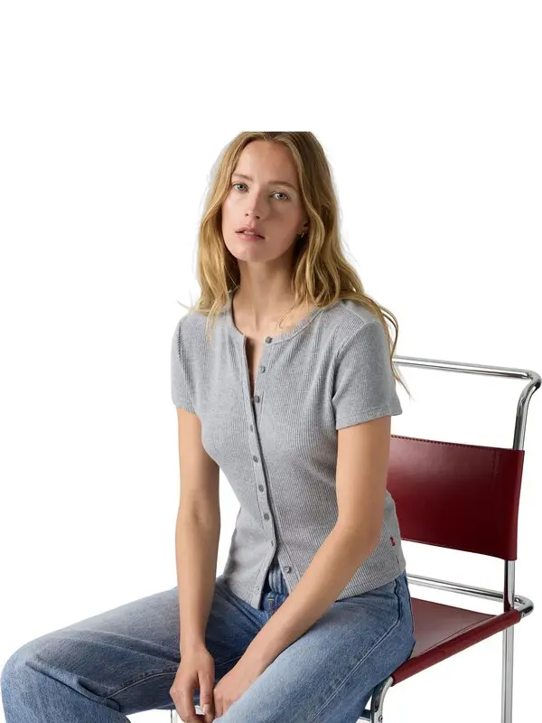 LEVI'S Rory Button Through Tee - Grey