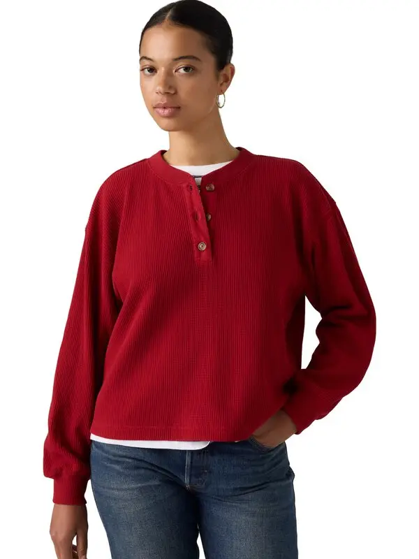 LEVI'S Dry Goods Relaxed Long Sleeve Henley - Red