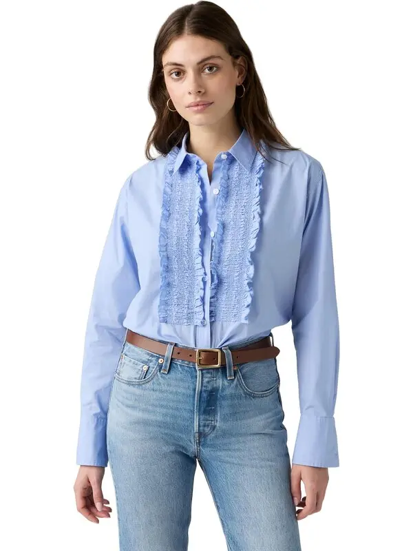LEVI'S Harlie Boyfriend Tuxedo Ruffle Shirt - Blue