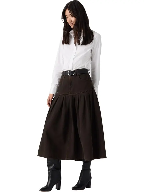 LEVI'S Yoked Pleated Skirt - Brown