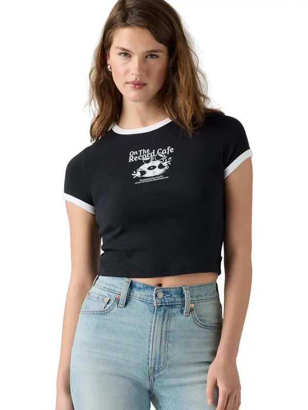 LEVI'S Graphic Essential Ringer Baby Tee - Black