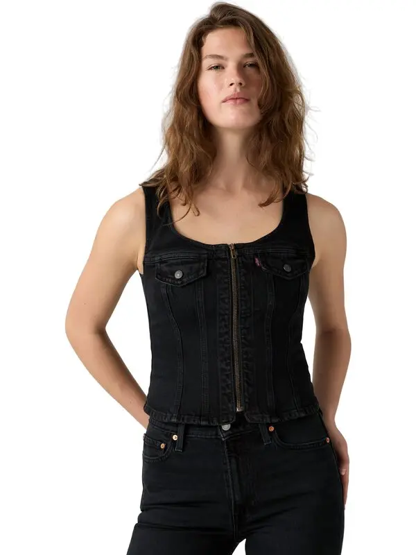 LEVI'S Denim Zip Vest - Black