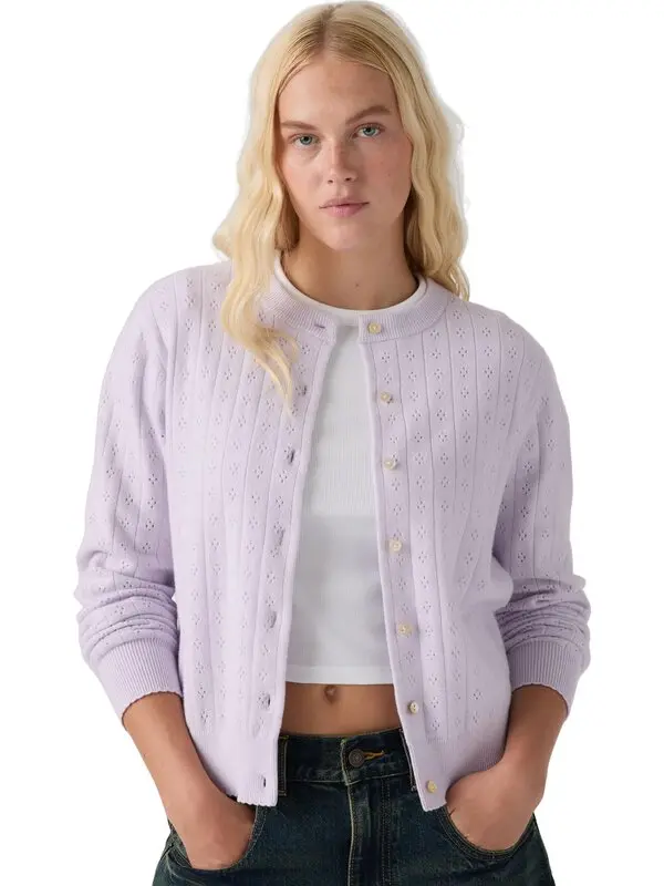 LEVI'S Supersoft Pointelle Crewneck Cardigan - Blue