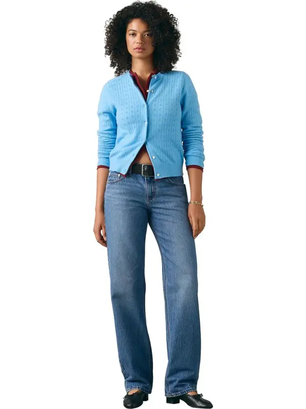 LEVI'S Pointelle Crewneck Cardigan - Blue