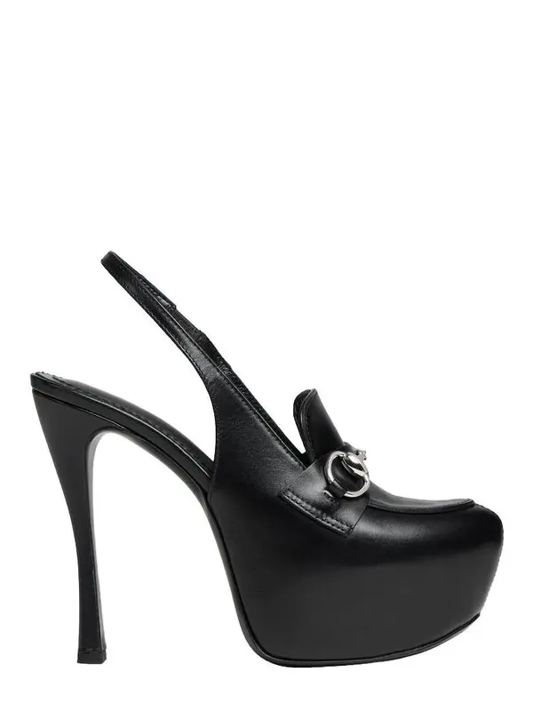 Gucci Platform Slingback With Horsebit, Uk - Black