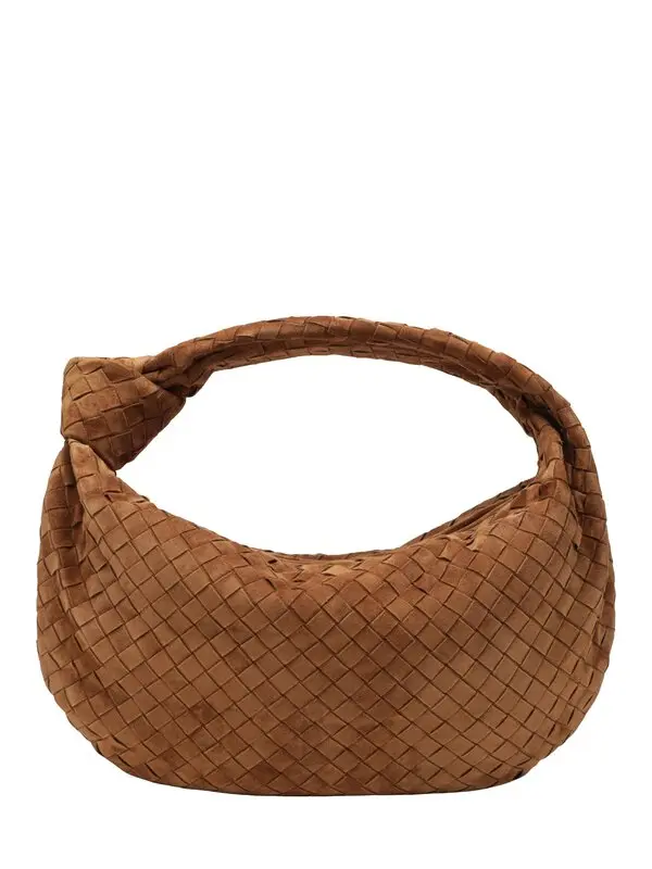 Bottega Veneta Amber Intrecciato Suede Jodie Bag - Brown