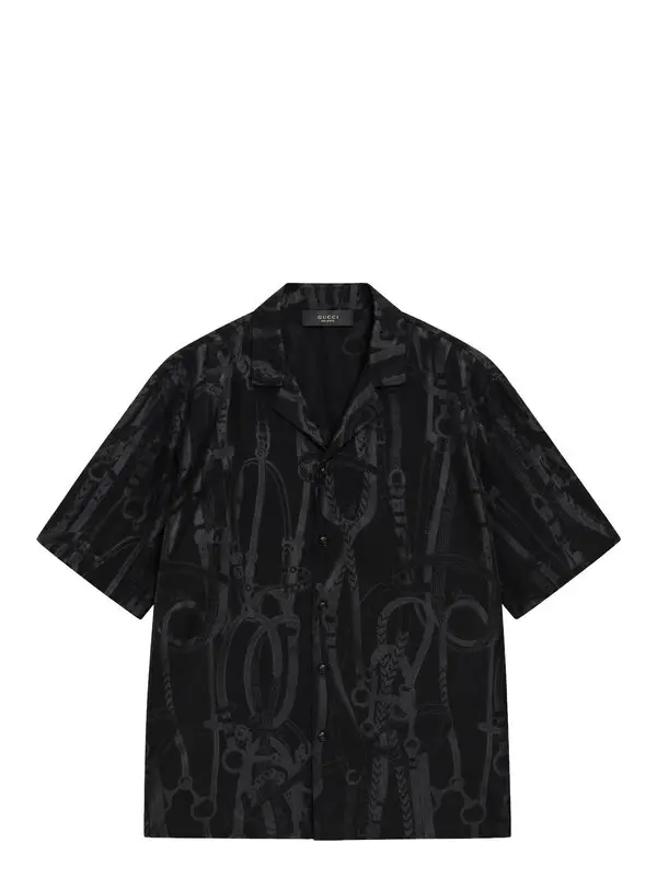 Gucci Printed Silk Bowling Shirt - Black