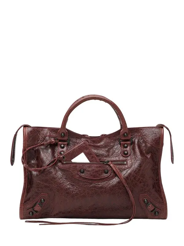Balenciaga Medium Le City Handbag In Merlot Leather - Red