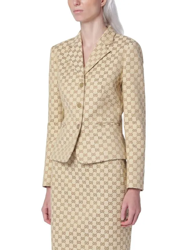 Gucci Fitted Gg Cotton Jacket - Beige