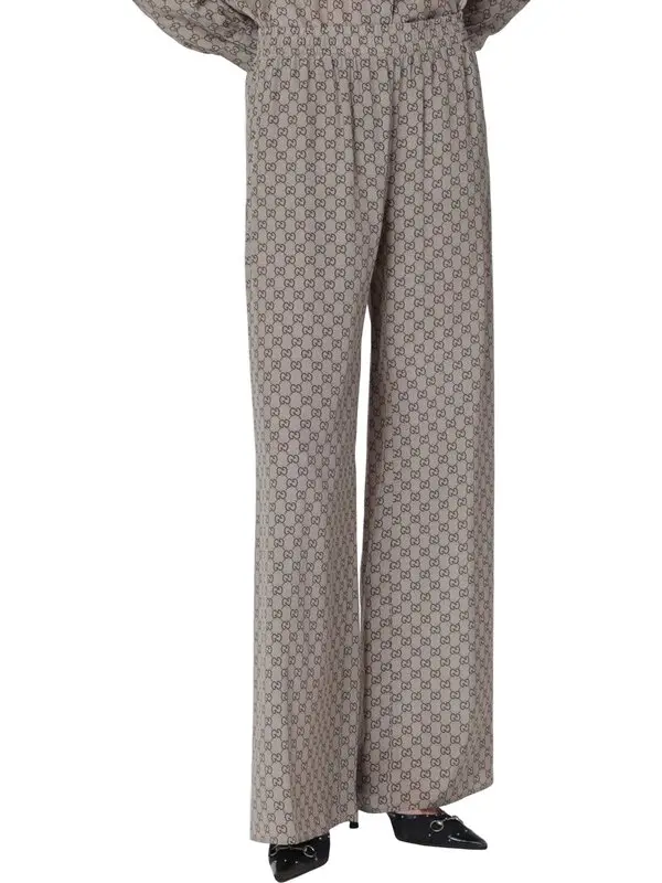 Gucci Gg Silk Leisure Trousers - Beige
