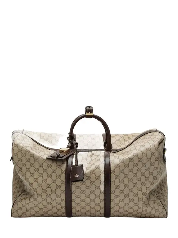 Gucci Gg Monogram Coated Canvas Duffle Bag - Beige
