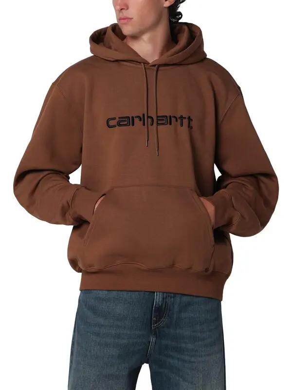 Carhartt Work In Progress Hooded Carhartt Cotton Blend Sweatshirt - Brown