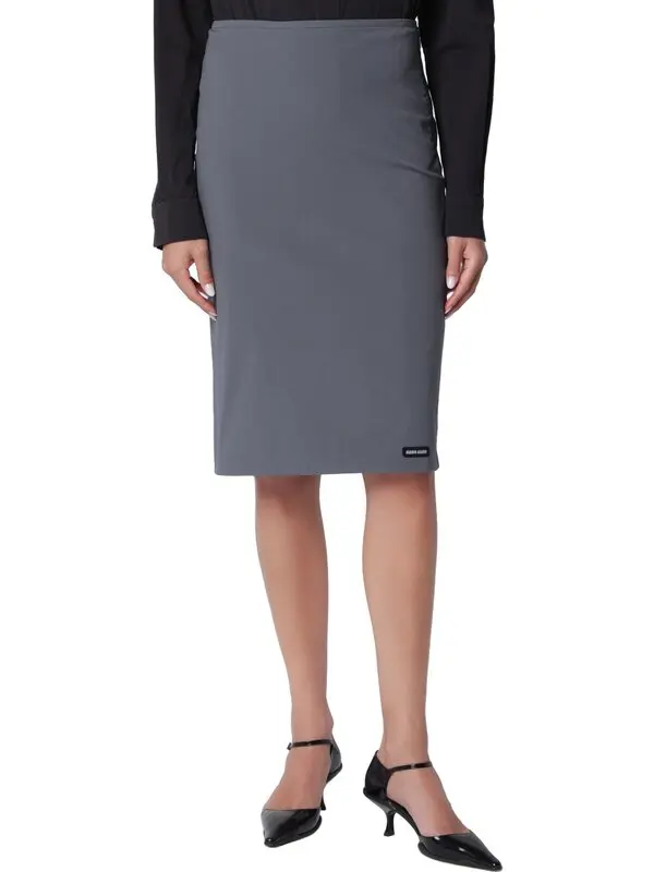 Miu Miu Stretch Poplin Pencil Skirt - Grey