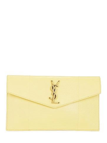 Saint Laurent Uptown Lizard Pouch - Soft Lemon