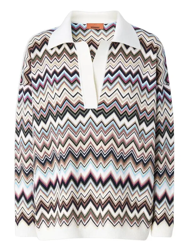 Missoni Oversized Wool And Viscose Zig Zag Polo - Multicoloured
