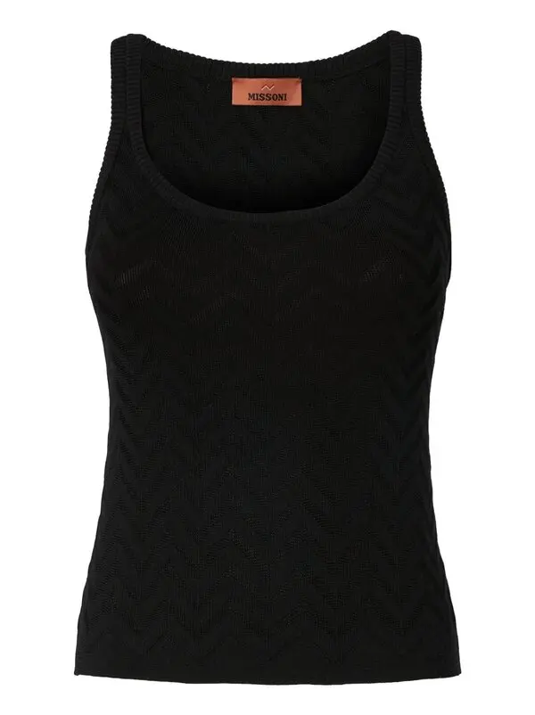 Missoni Stretch Chevron Cotton And Viscose Tank Top - Black
