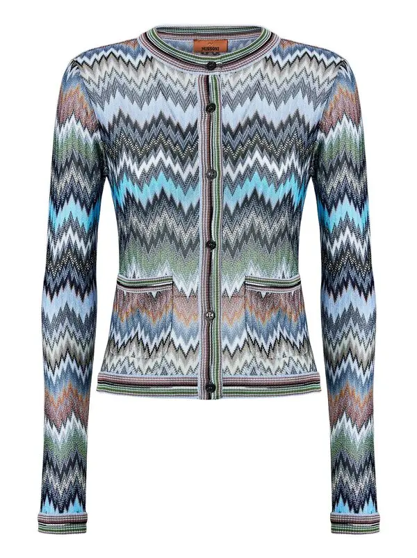 Missoni Snake-pattern Viscose Chevron Cardigan With Patch Pockets - Multicoloured