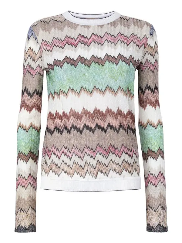 Missoni Viscose Lamé Crewneck Sweater With Contrast Trim - Multicoloured