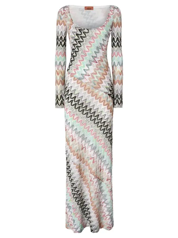 Missoni Viscose And Cotton Gown With Round Neck - Multicoloured