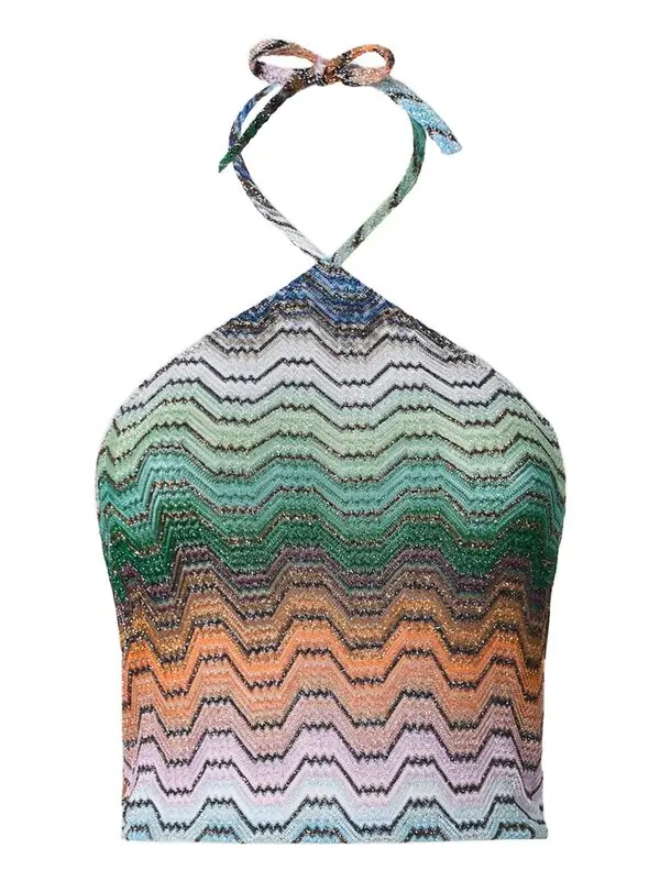 Missoni Viscose Lamé Halterneck Cropped Top - Multicoloured