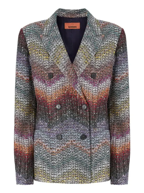 Missoni Double-breasted Viscose Lamé Blazer With Sequins - Multicoloured