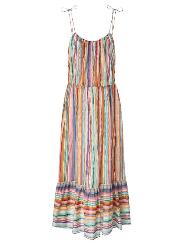 Missoni Long Flounced Cover-up In Zigzag Pattern - Multicoloured