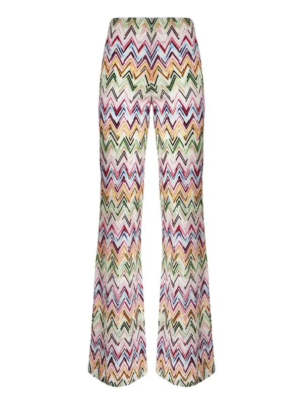 Missoni Flared Pants In Stretch Viscose With Lace Pattern And Zigzag Motif - Multicoloured