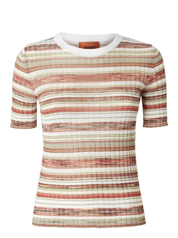 Missoni Short-sleeve Ribbed Viscose-blend Sweater - Multicoloured