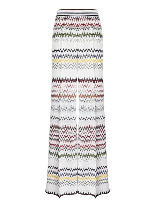 Missoni Wide Zigzag Viscose And Cotton Trousers - Multicoloured