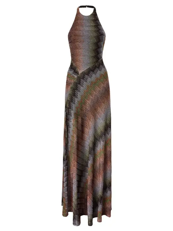 Missoni Snake-pattern Viscose Lamé Gown With Halter Neck - Multicoloured