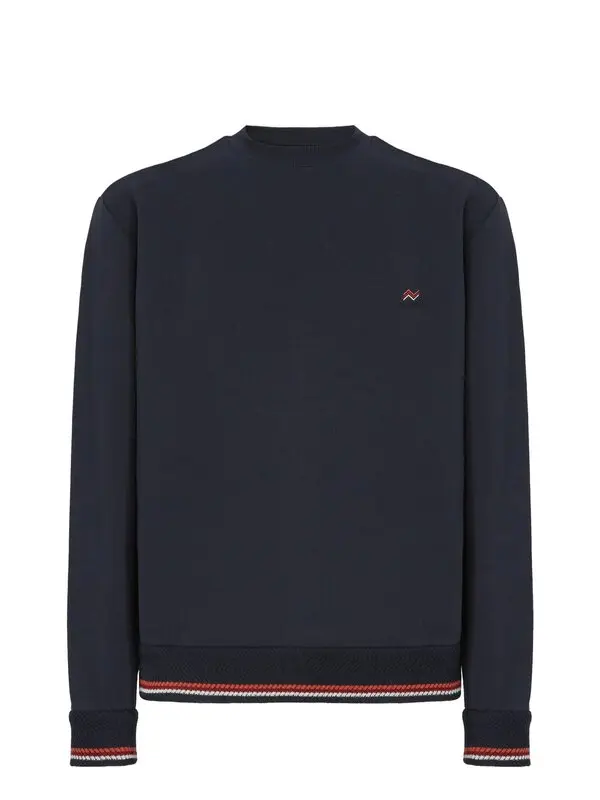 Missoni Crew Neck Sweatshirt With Knit Embroidery And Logo - Blue