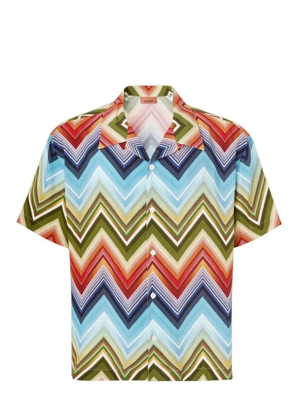 Missoni Bowling Shirt In Viscose With Macro Zigzag Print - Multicoloured