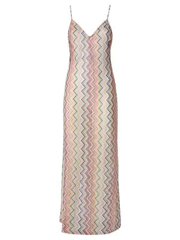 Missoni Long Cover-up With Thin Straps In Zig Zag Lam - Multicoloured