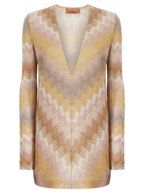 Missoni Long-sleeved Mini Dress In Ombre Lurex - Multicoloured