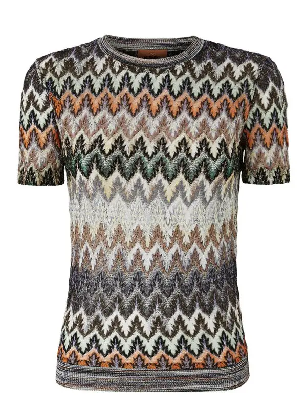 Missoni Cotton And Viscose Lamé T-shirt With Lace Motif - Multicoloured